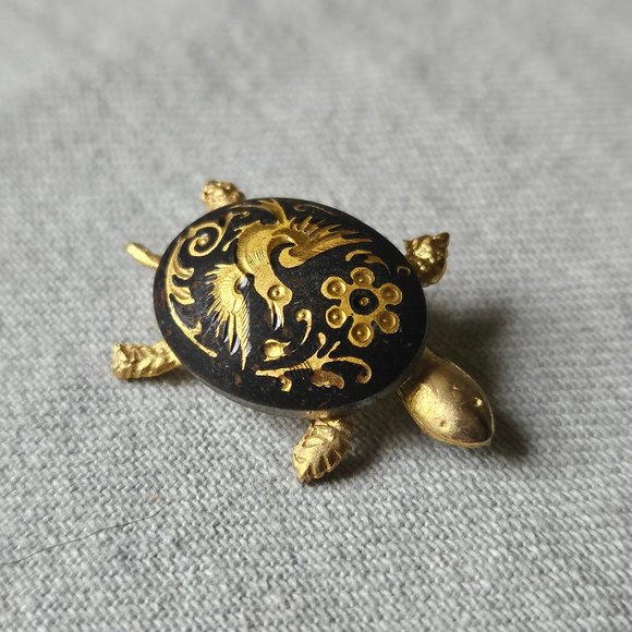 Vintage | Jewelry | Vintage 5s 60s Turtle Spain Spanish Black Gold Tone ...